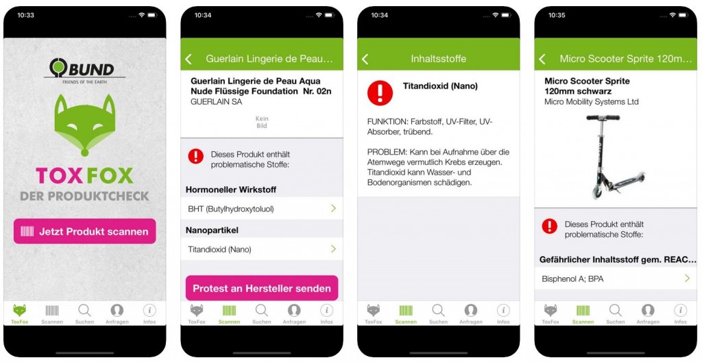 BUND: ToxFox App zeigt giftige Inhaltsstoffe in Kosmetika an